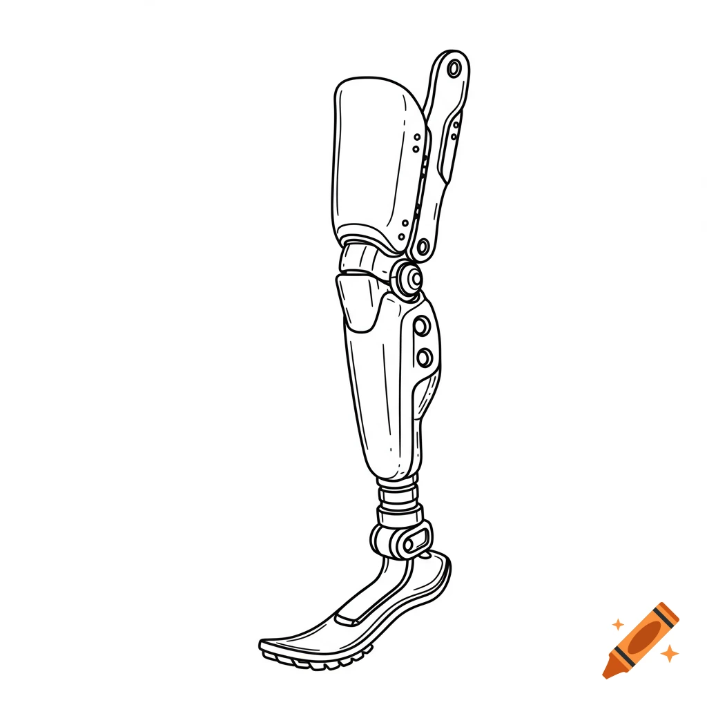 Outline drawing of a prosthetic leg. on Craiyon