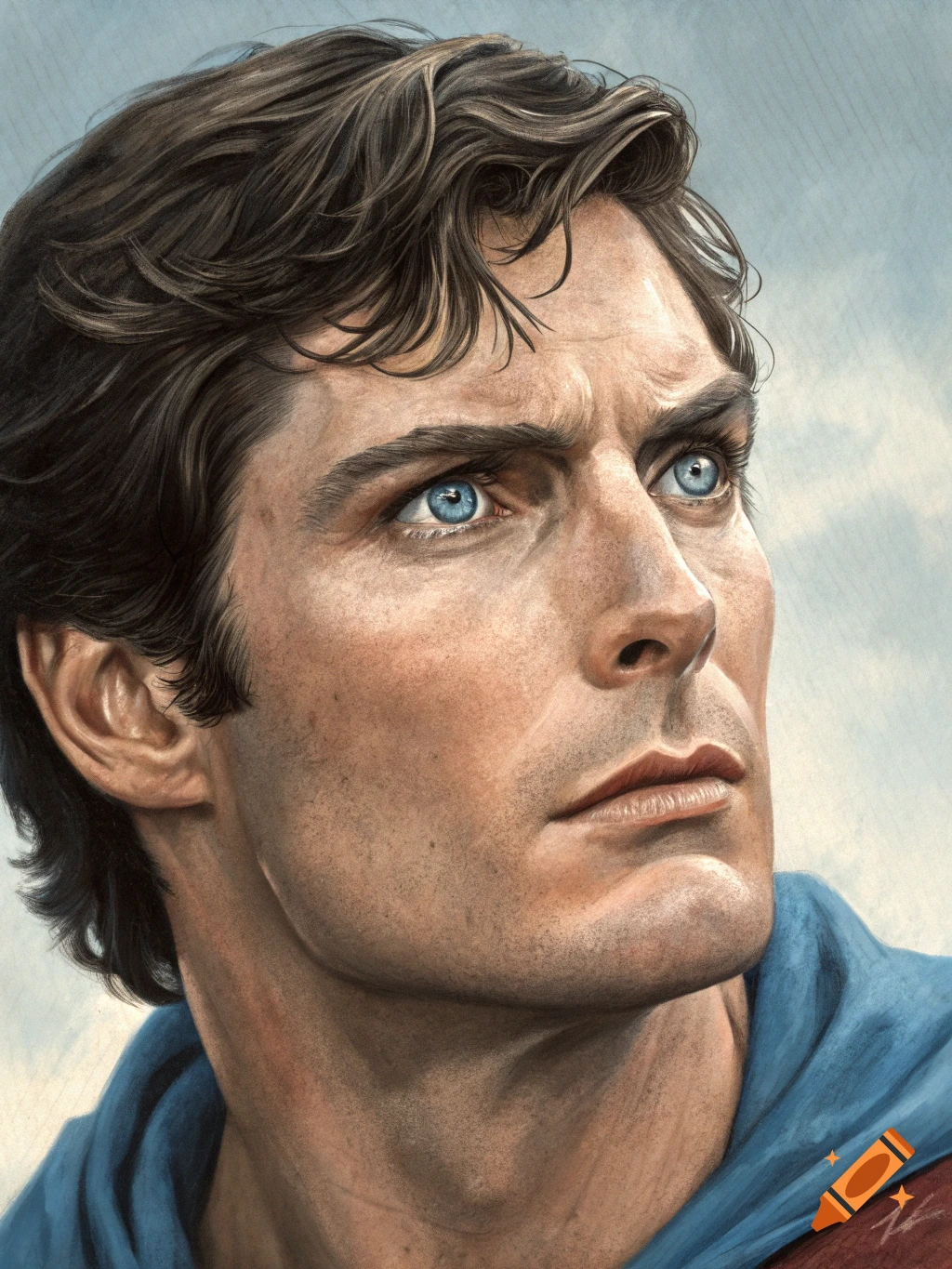 Close-up portrait illustration of a man resembling Christopher Reeve ...