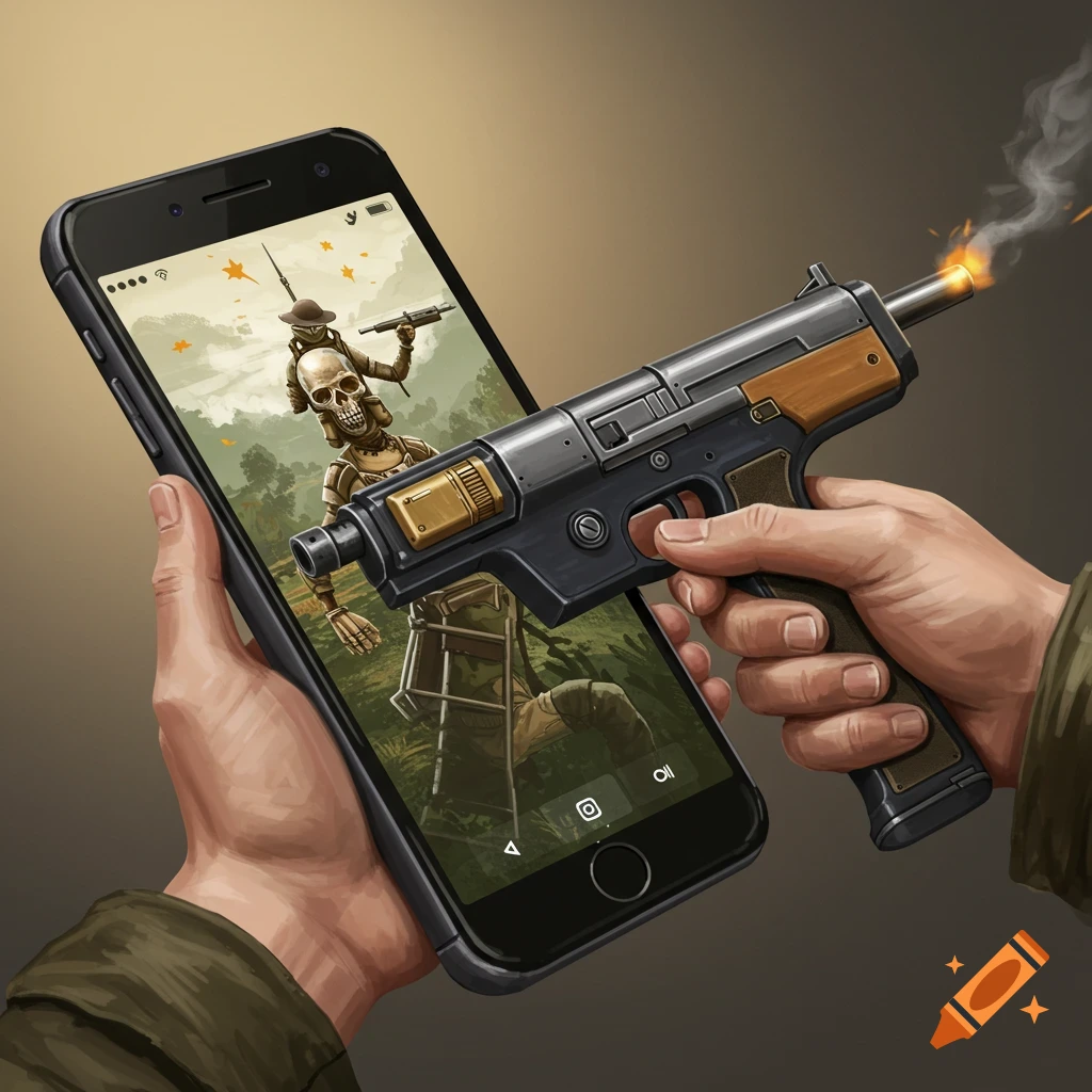 Hands hold a smartphone displaying a skeleton image, with a futuristic ...