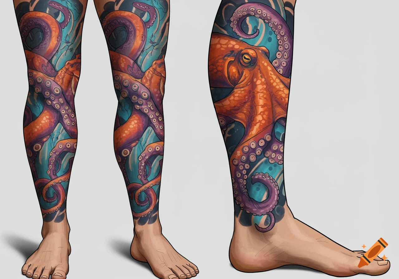 Legs with colorful octopus tattoos on Craiyon