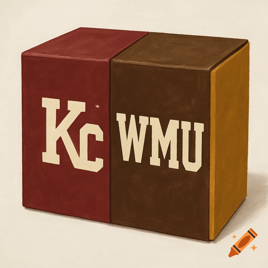 A two-tone box with KC and WMU logos. on Craiyon