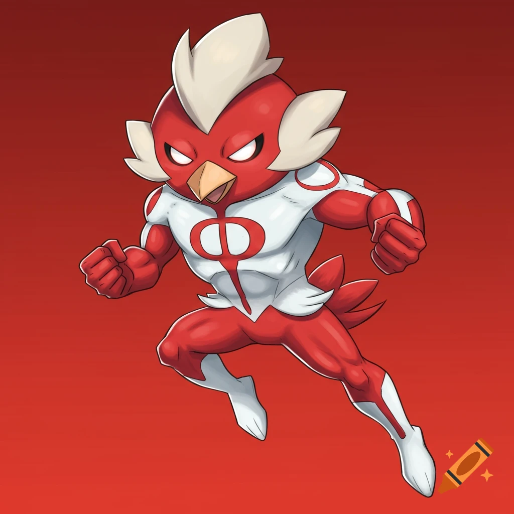 A cartoon red bird character dressed as a superhero in a dynamic pose ...