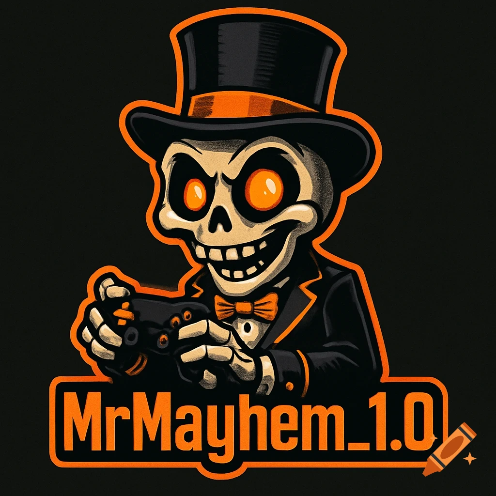 Cartoon skeleton mascot in tuxedo and top hat holding a game controller ...