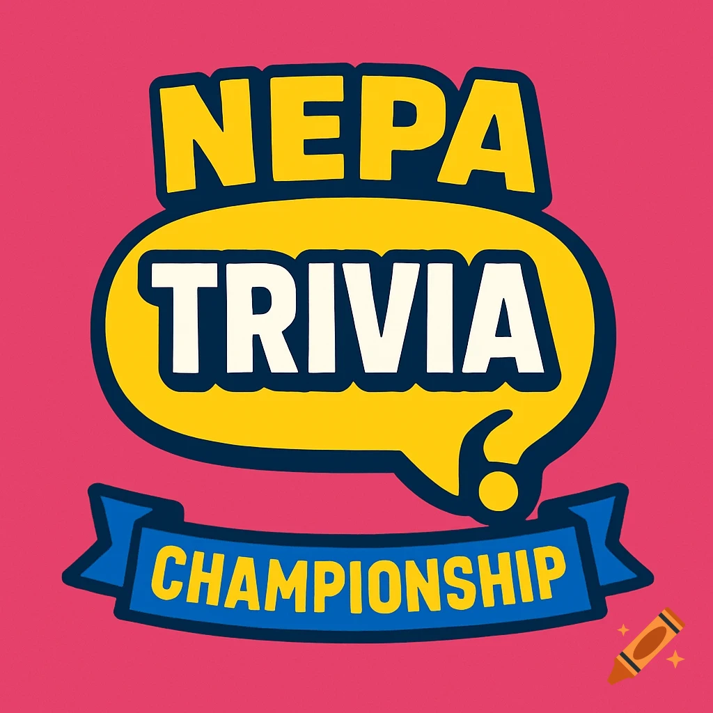 Logo for NEPA Trivia Championship in a speech bubble and ribbon on a ...