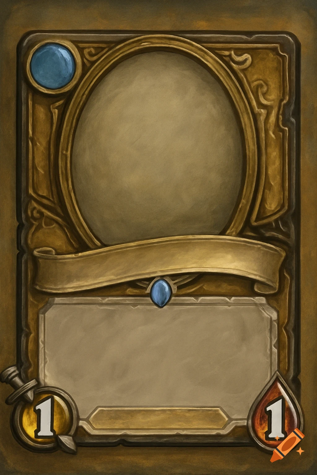 A blank trading card template with spaces for art, text, and stats ...