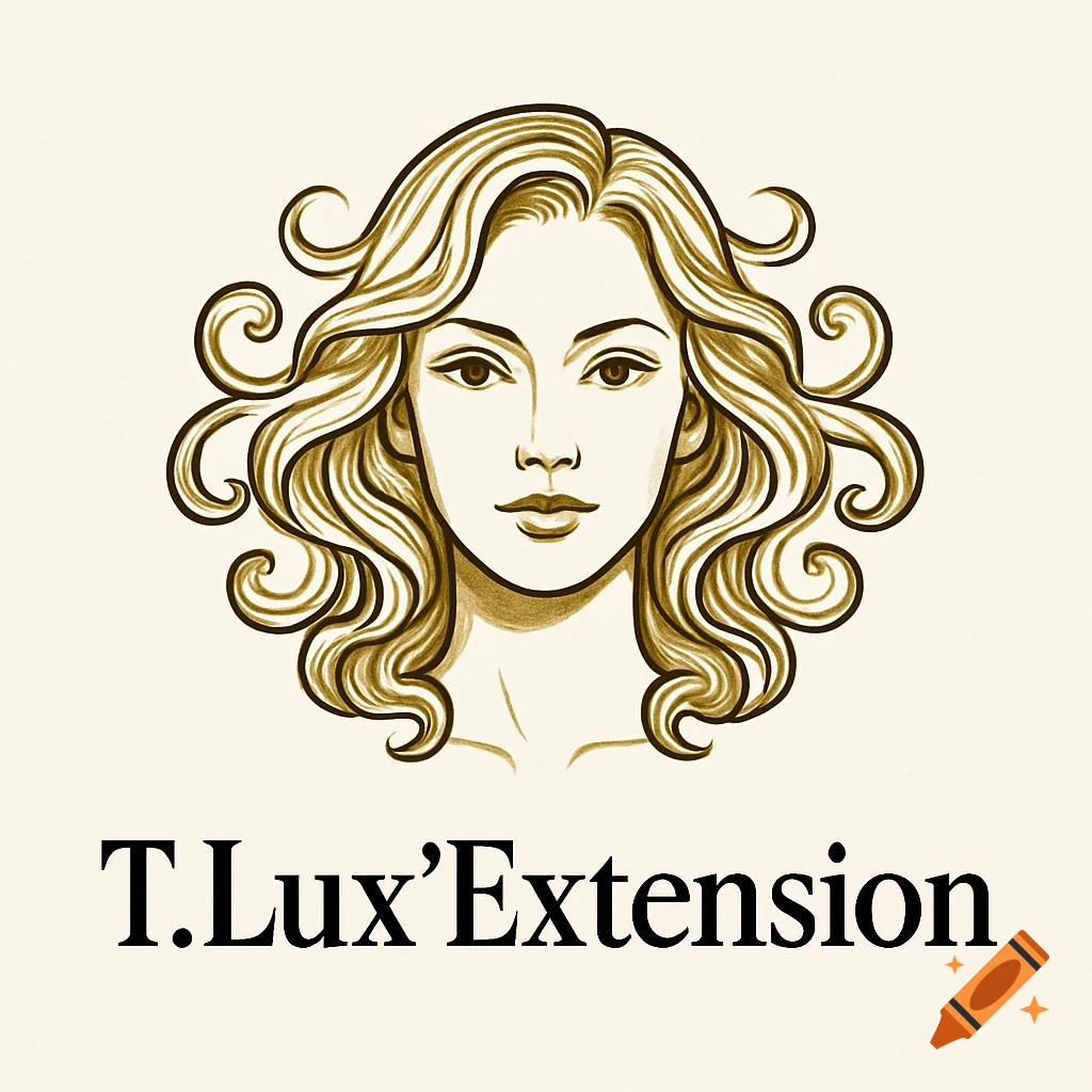 A stylized logo featuring a female face with curly hair and the text T.Lux'Extension below. on ...