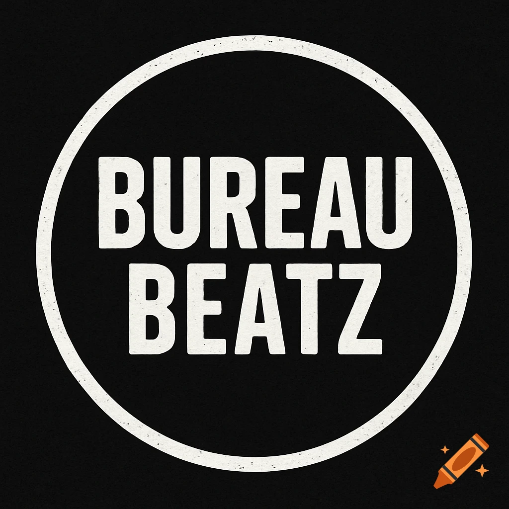 Logo for Bureau Beatz channel: white text inside a white circle on a ...