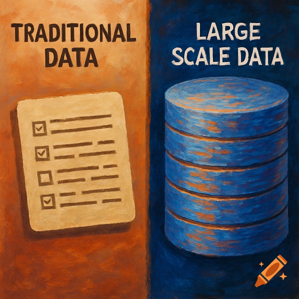 Illustration comparing traditional data (checklist) and large scale ...