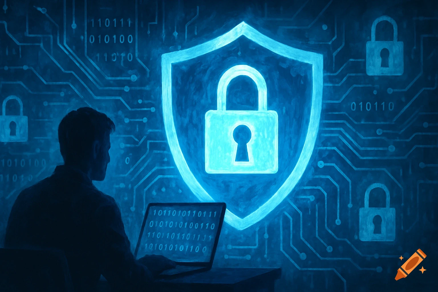 Cybersecurity images created on Craiyon