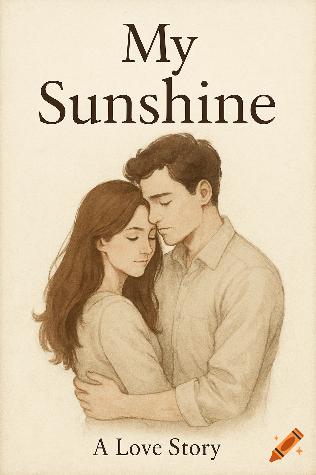 Drawing of a couple embracing on a book cover titled 'My Sunshine A ...