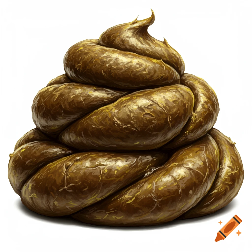 A detailed illustration of a twisted pile of brown feces. on Craiyon