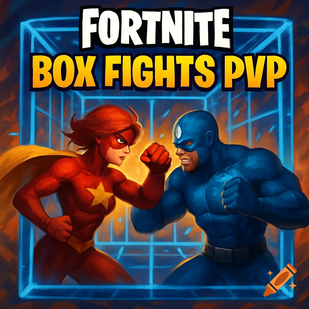 Two superheroes in a cage preparing to fight, with the text FORTNITE ...