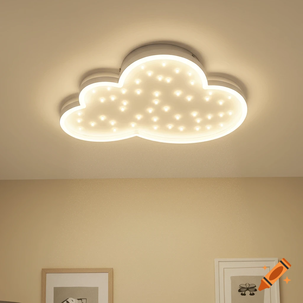 A cloud-shaped LED ceiling light fixture. on Craiyon