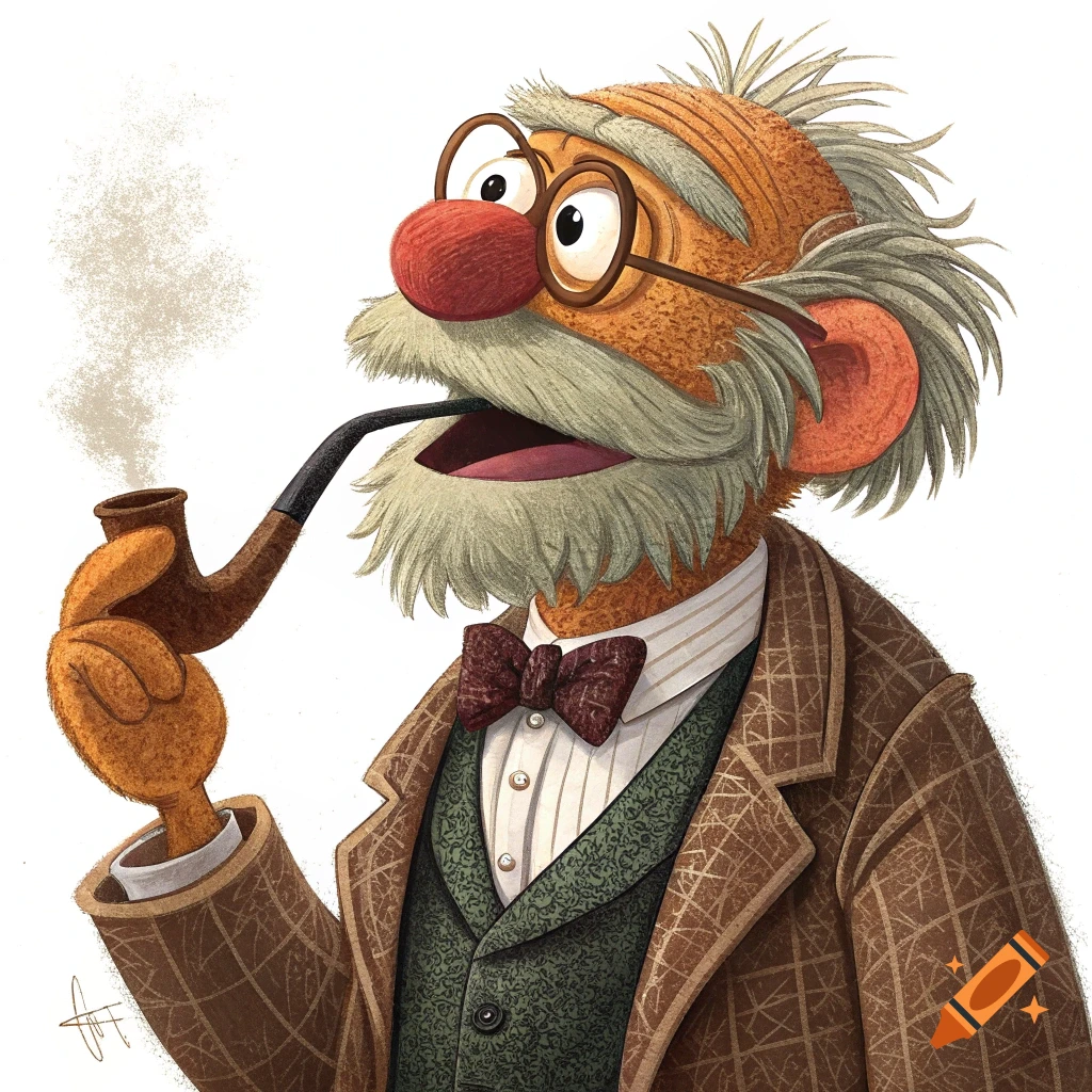 A Muppet-style character resembling Sigmund Freud, wearing a suit and ...