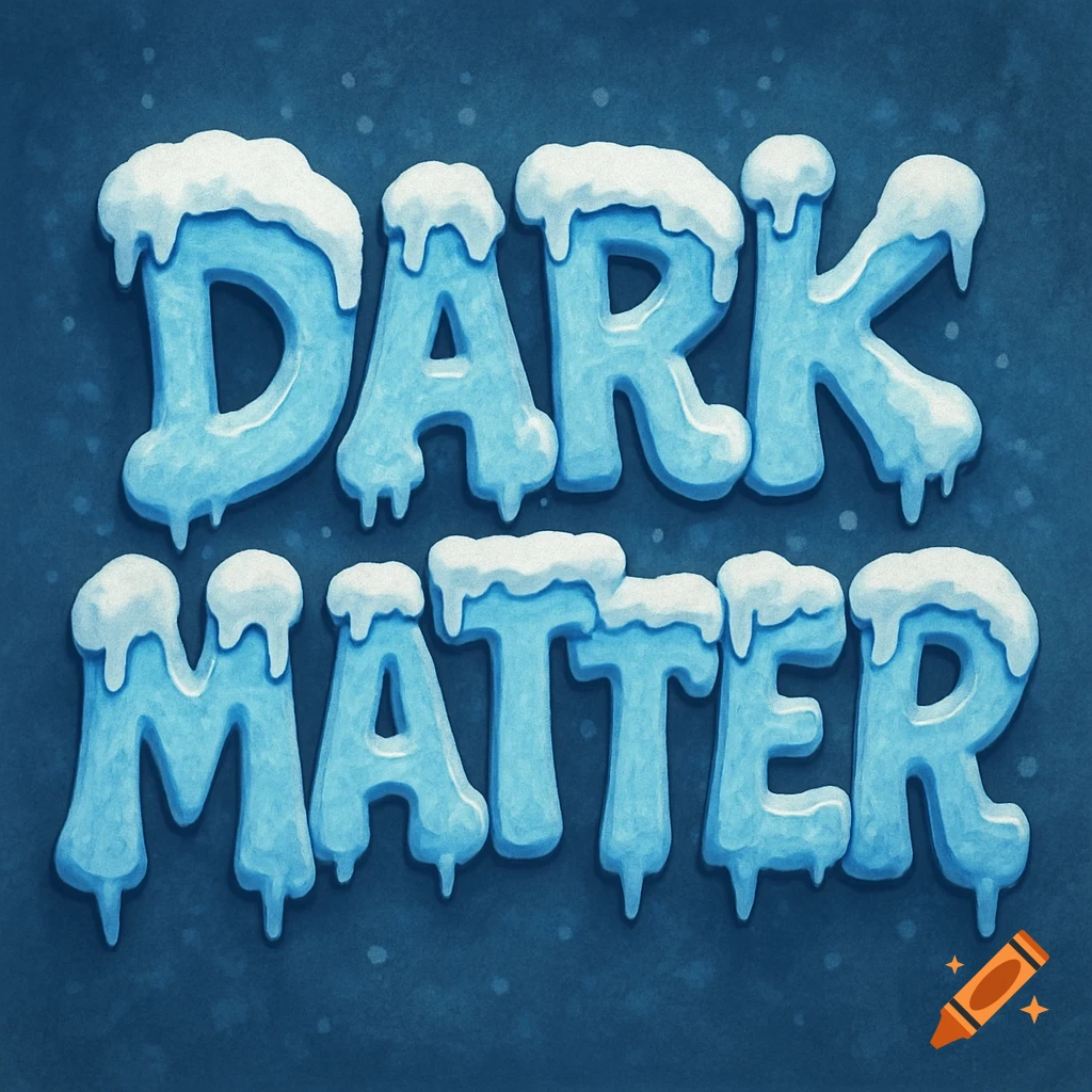 Icy, snow-covered text spelling 'DARK MATTER'. on Craiyon