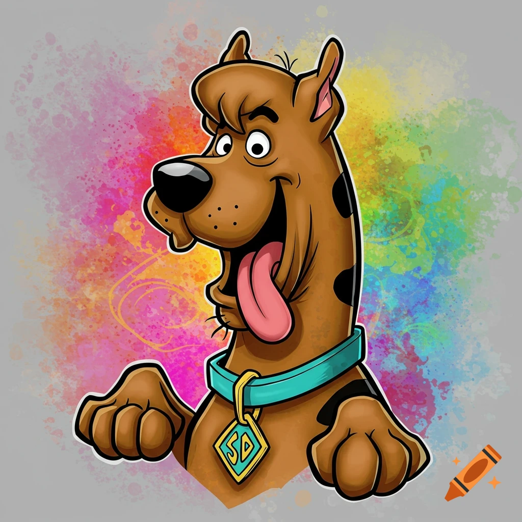Scooby-Doo cartoon portrait in new school tattoo style with watercolor ...