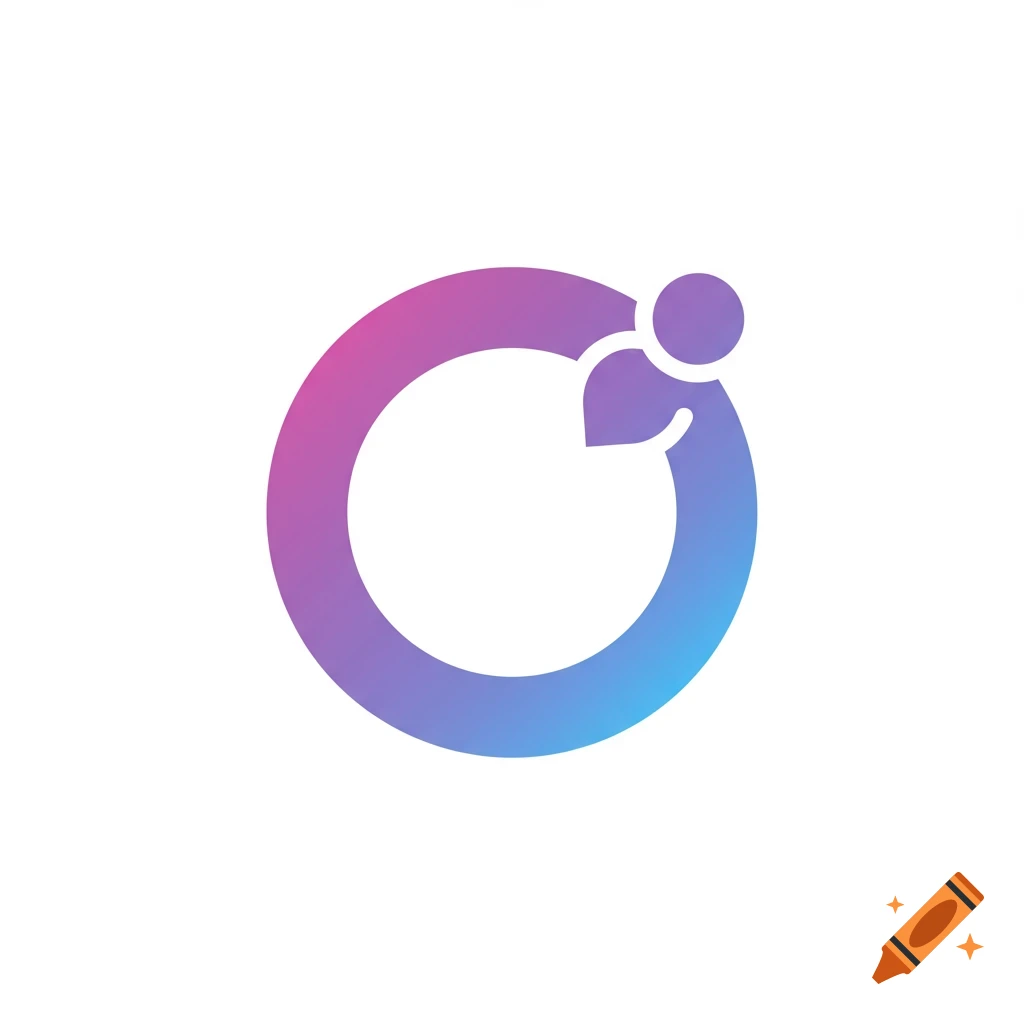 A gradient purple and blue hollow circle with a stylized person shape ...