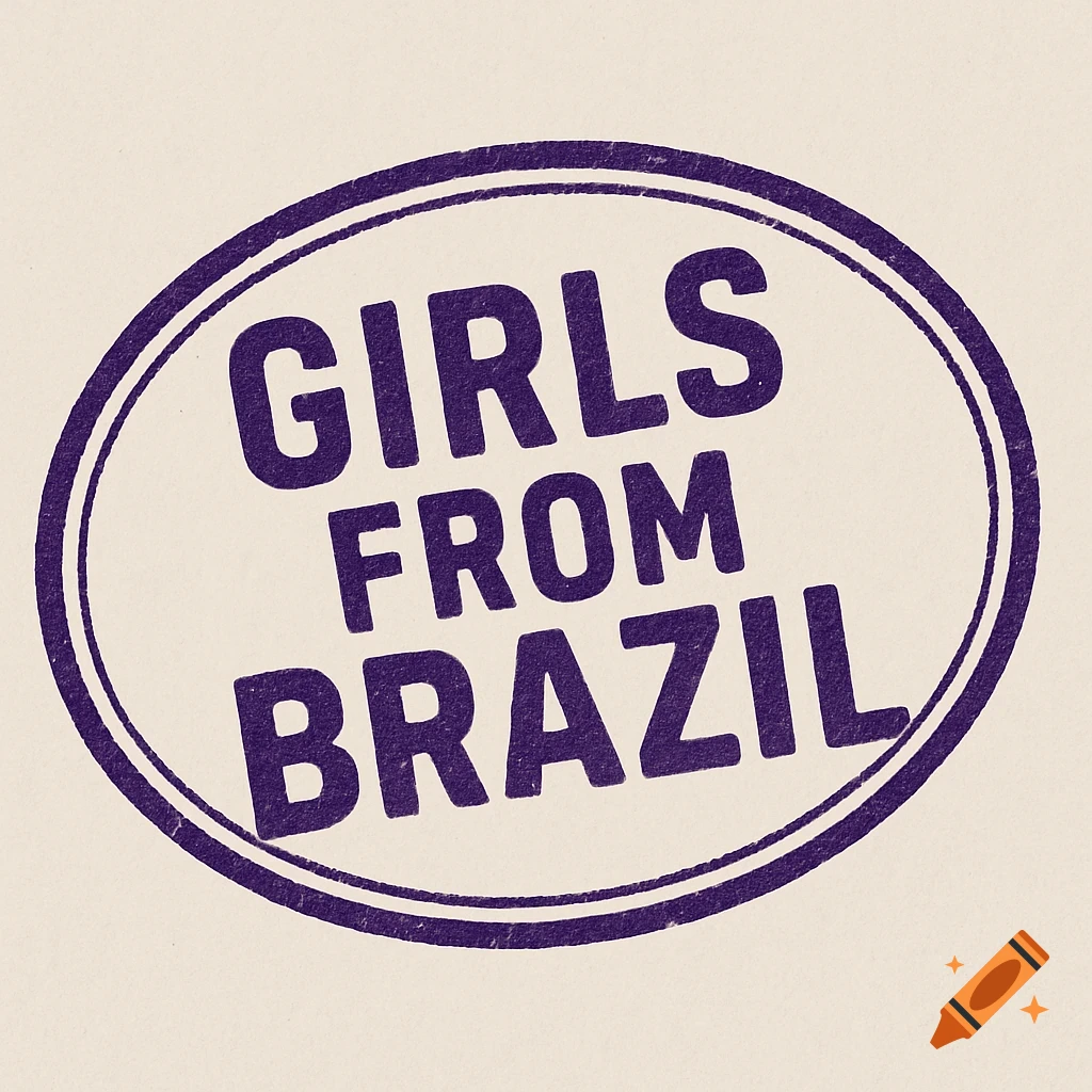 Oval logo resembling a purple stamp with the text GIRLS FROM BRAZIL on ...