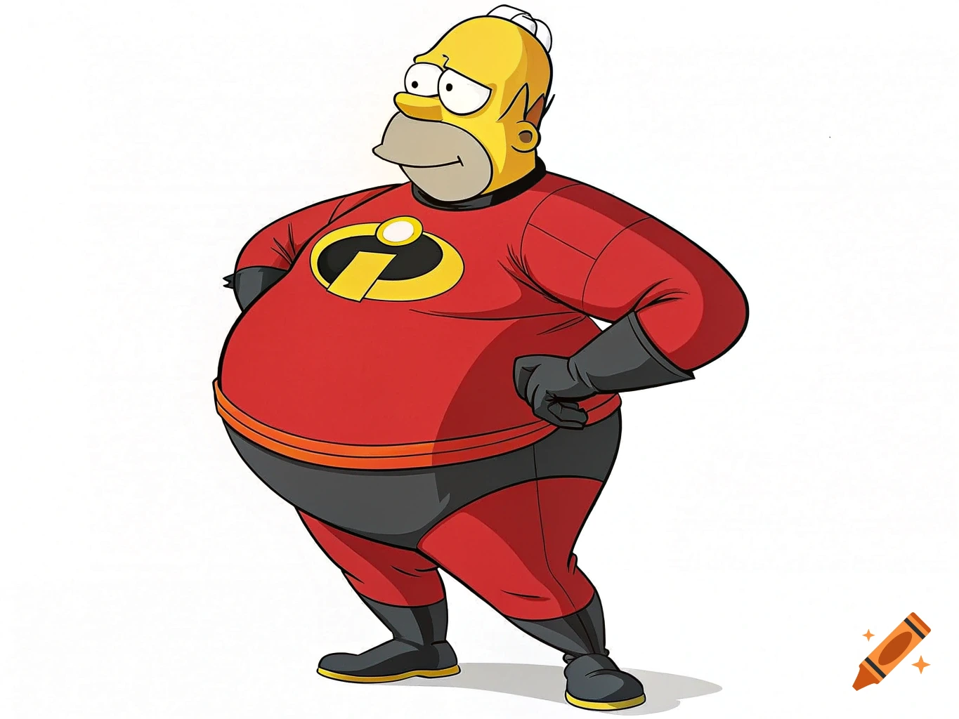 Homer Simpson dressed as Mr. Incredible. on Craiyon