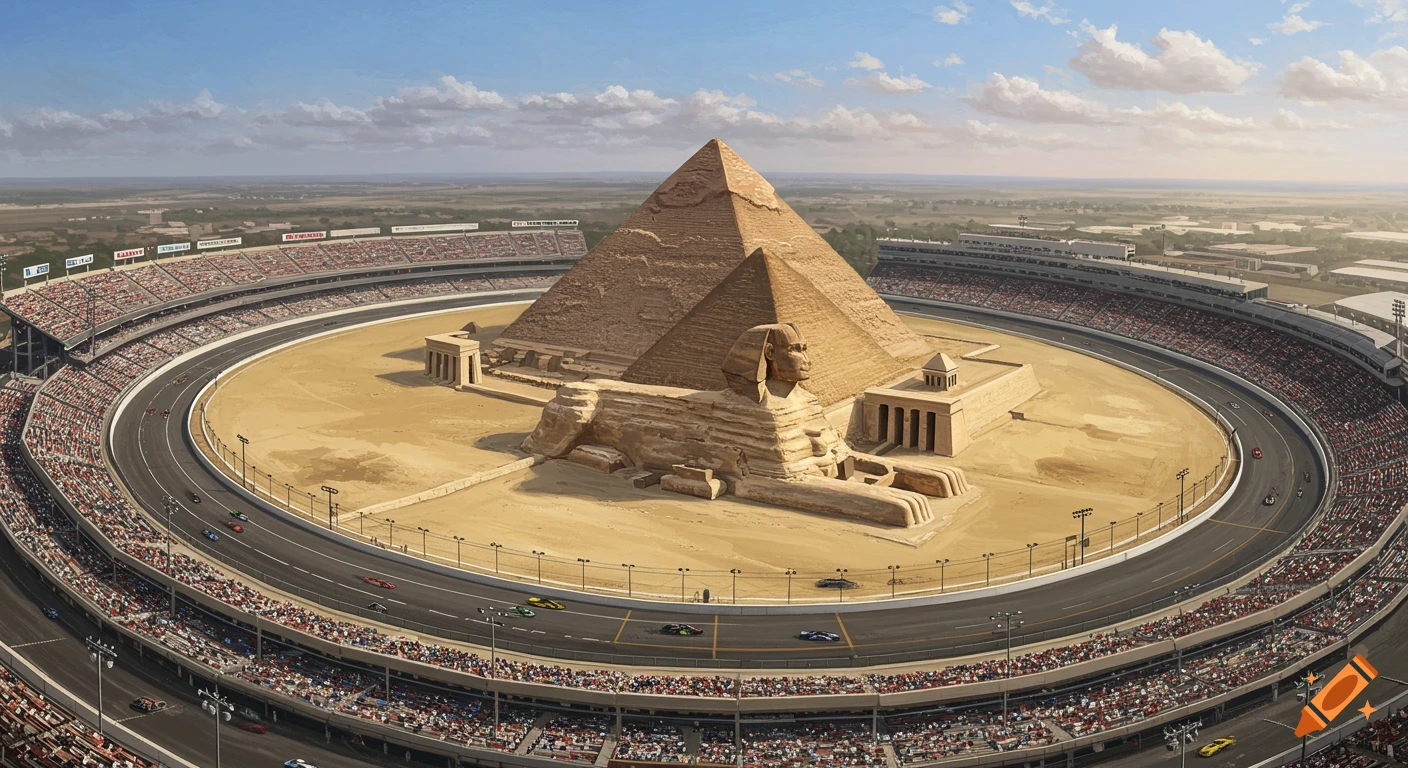 The Great Pyramid of Giza and the Sphinx sit inside a crowded race ...