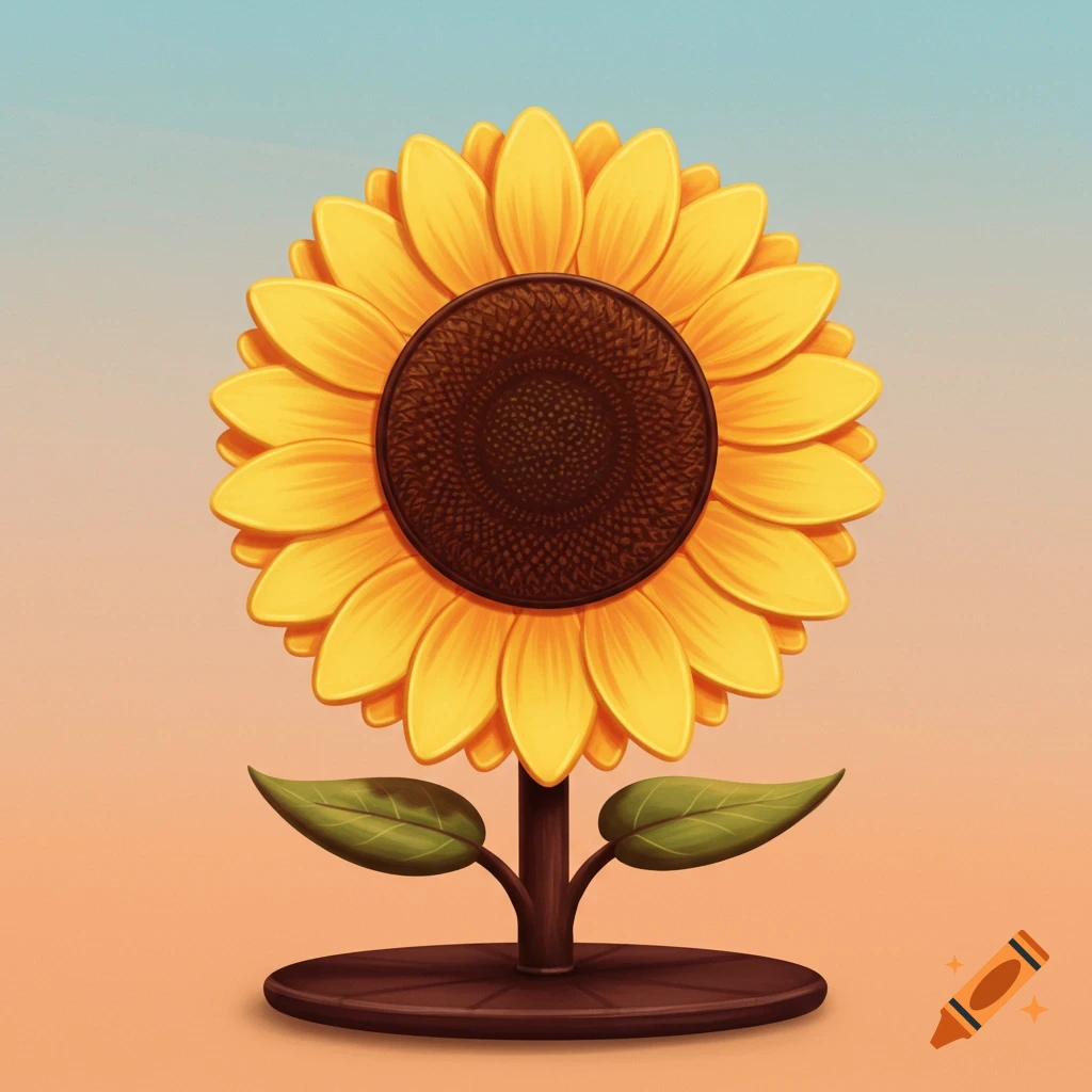 Stylized illustration of a standing sunflower on a base on Craiyon