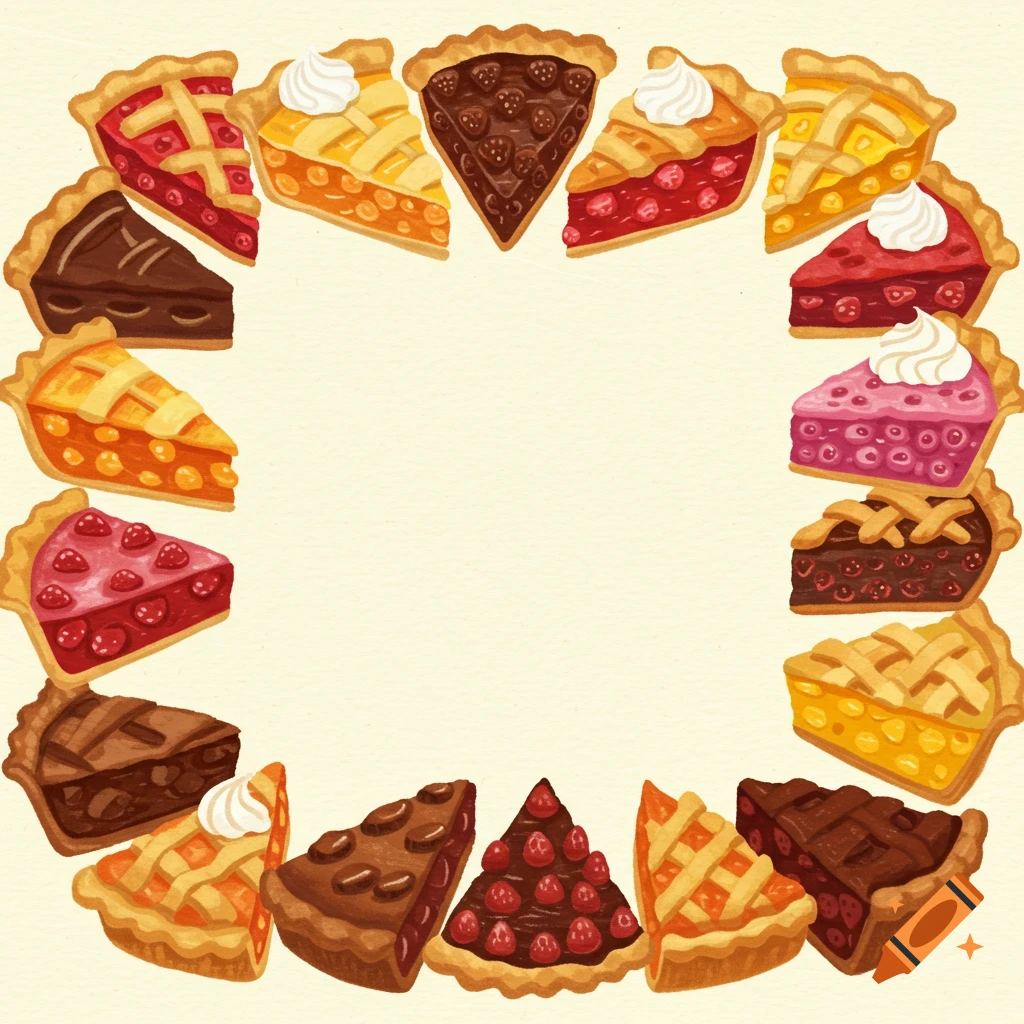 An illustration of colorful pie slices arranged in a circular border ...