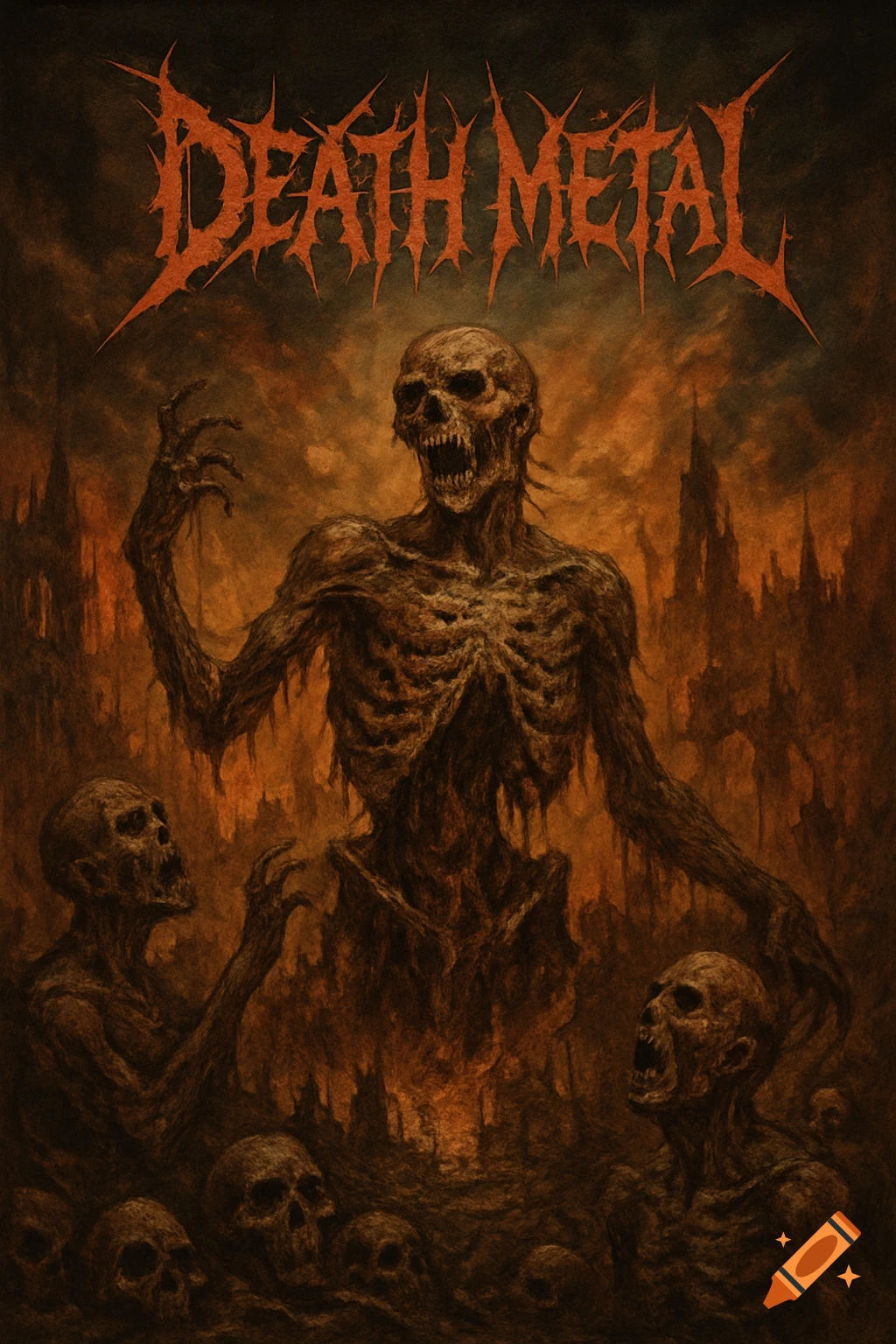 Dark fantasy album art of a skeletal figure with sharp teeth ...