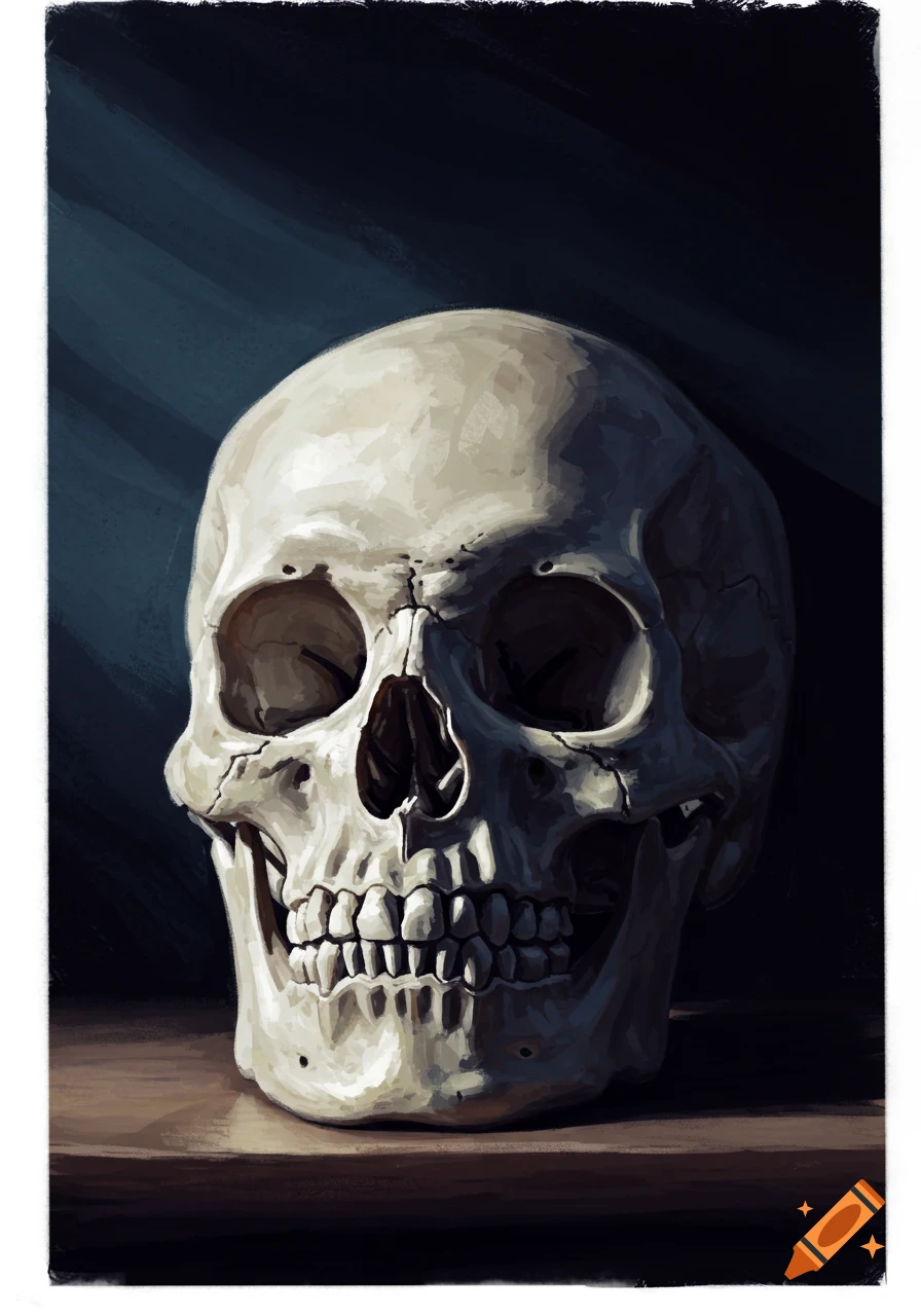 Painterly rendering of a human skull on Craiyon