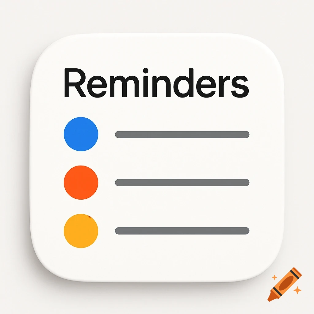 IOS Reminders app icon with text and colored circles on Craiyon