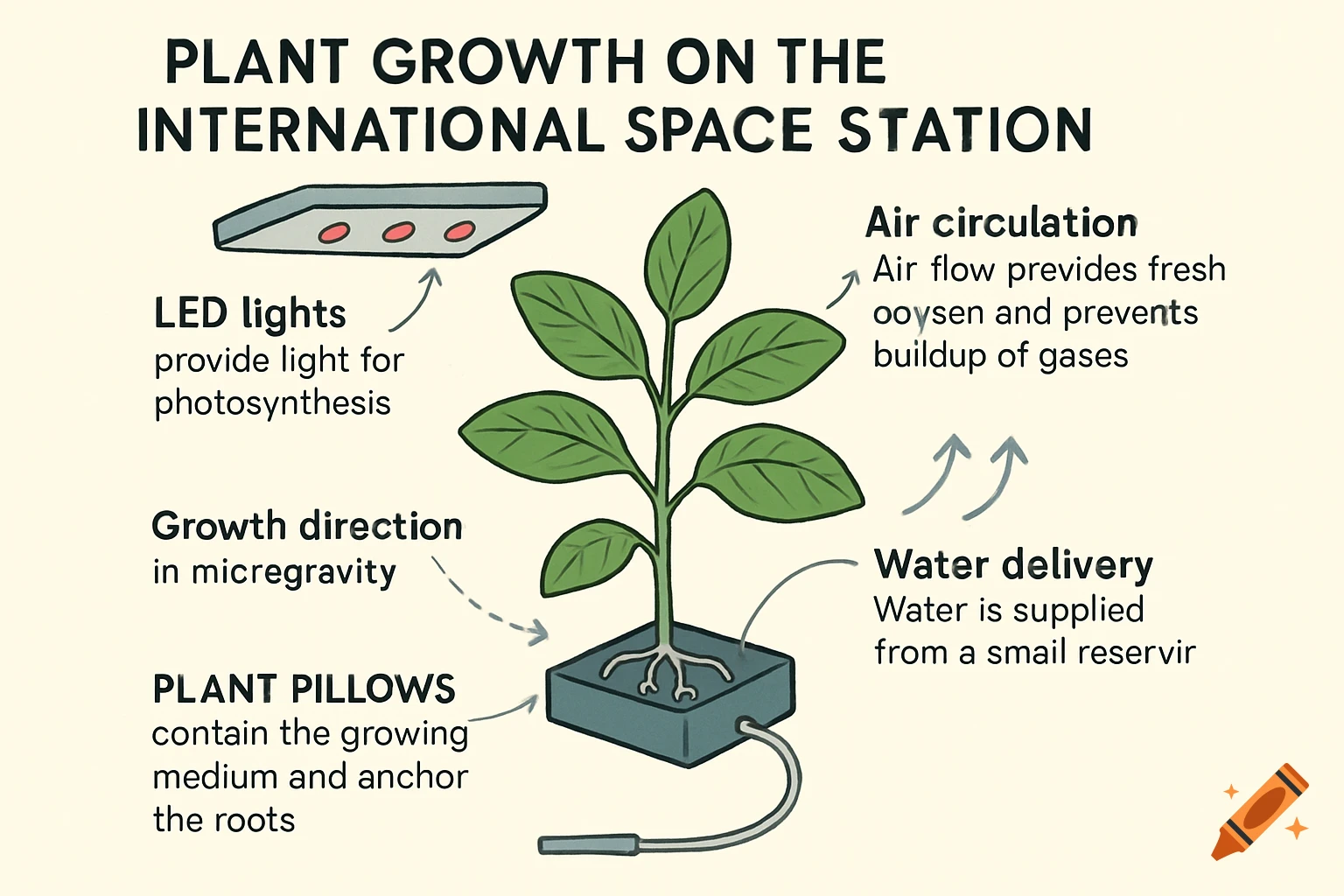 Diagram showing plant growth components on the International Space ...
