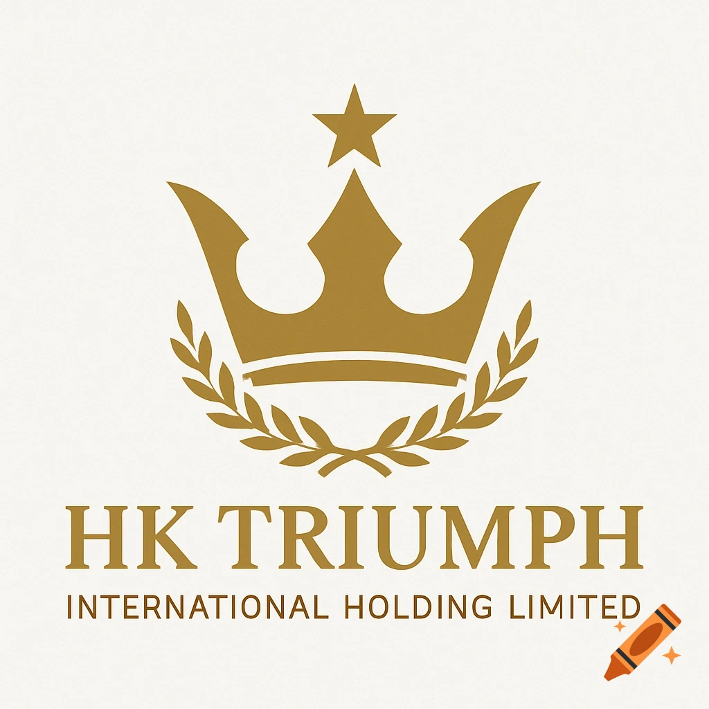 A gold logo featuring a crown with a star above, surrounded by laurel ...