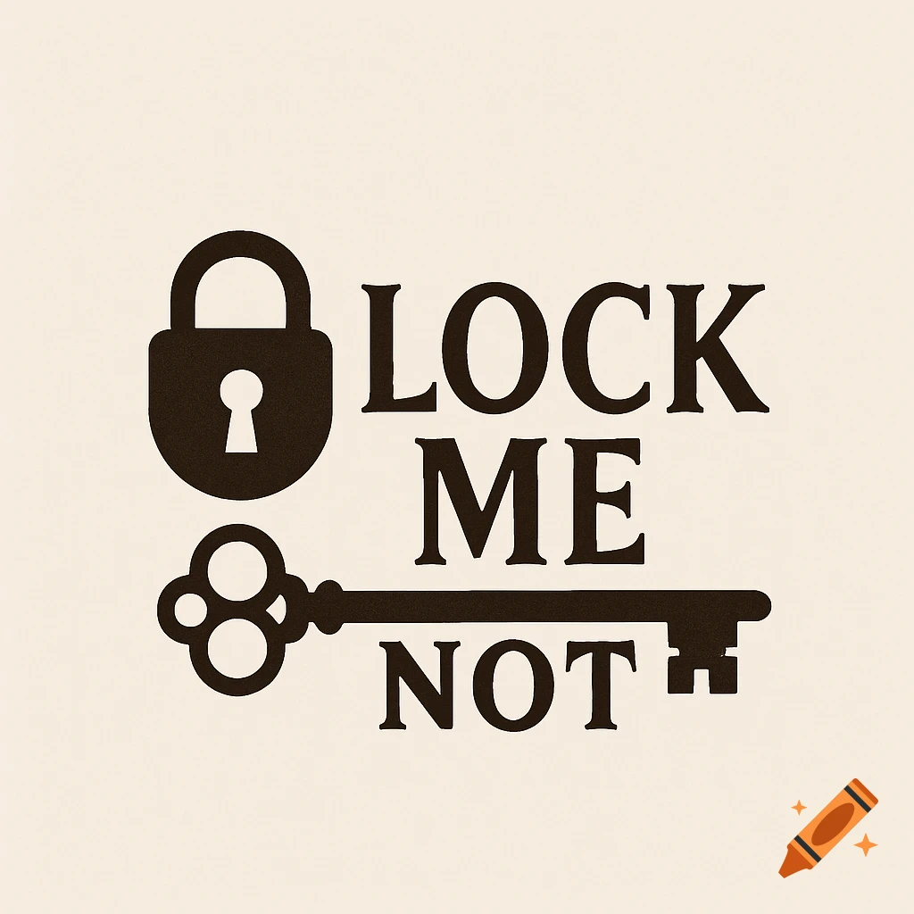 Logo with a lock, key, and text 'LOCK ME NOT' on Craiyon