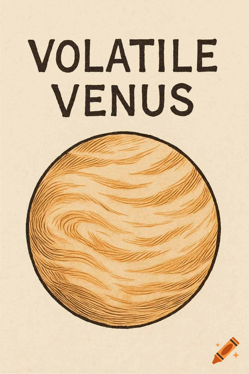 Hand-drawn illustration of the planet Venus with swirling clouds and ...