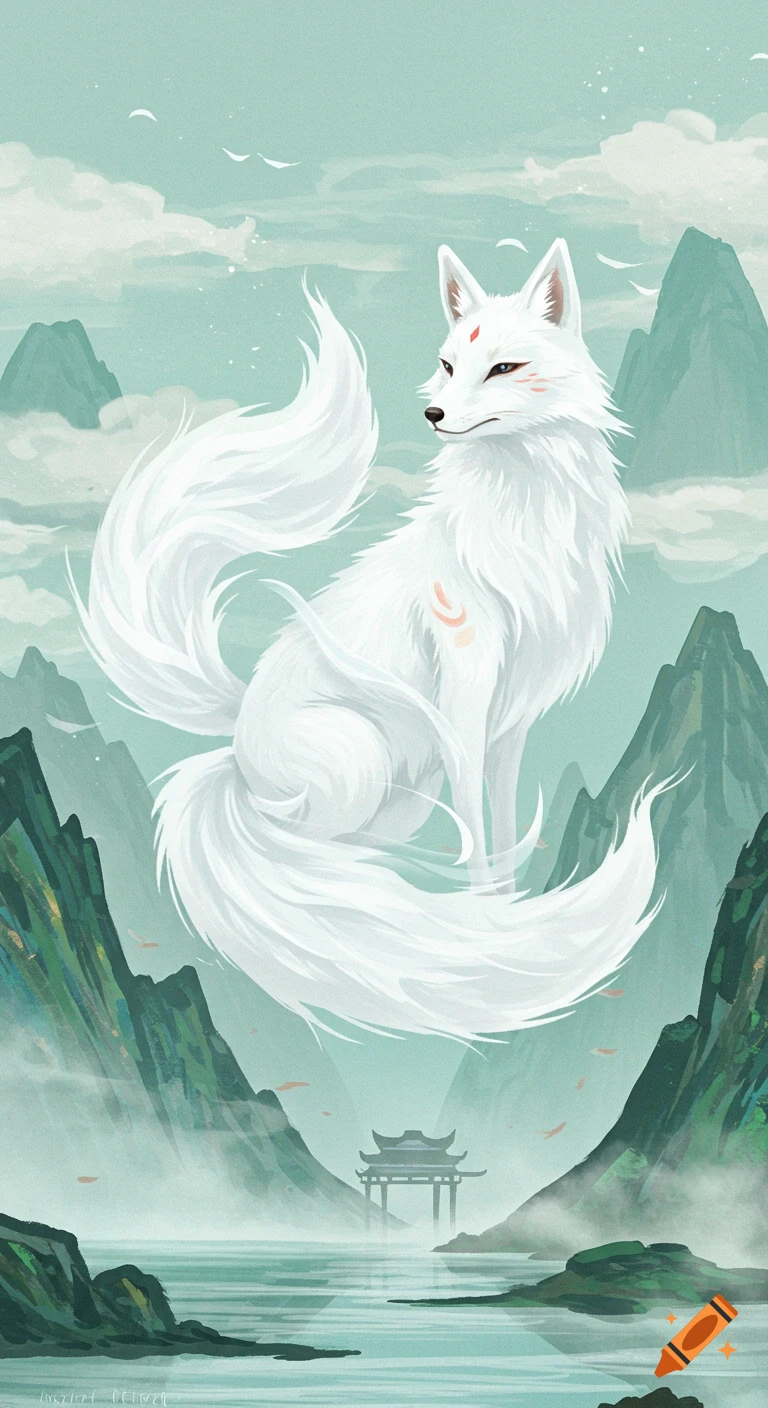 White Nine Tailed Wolf