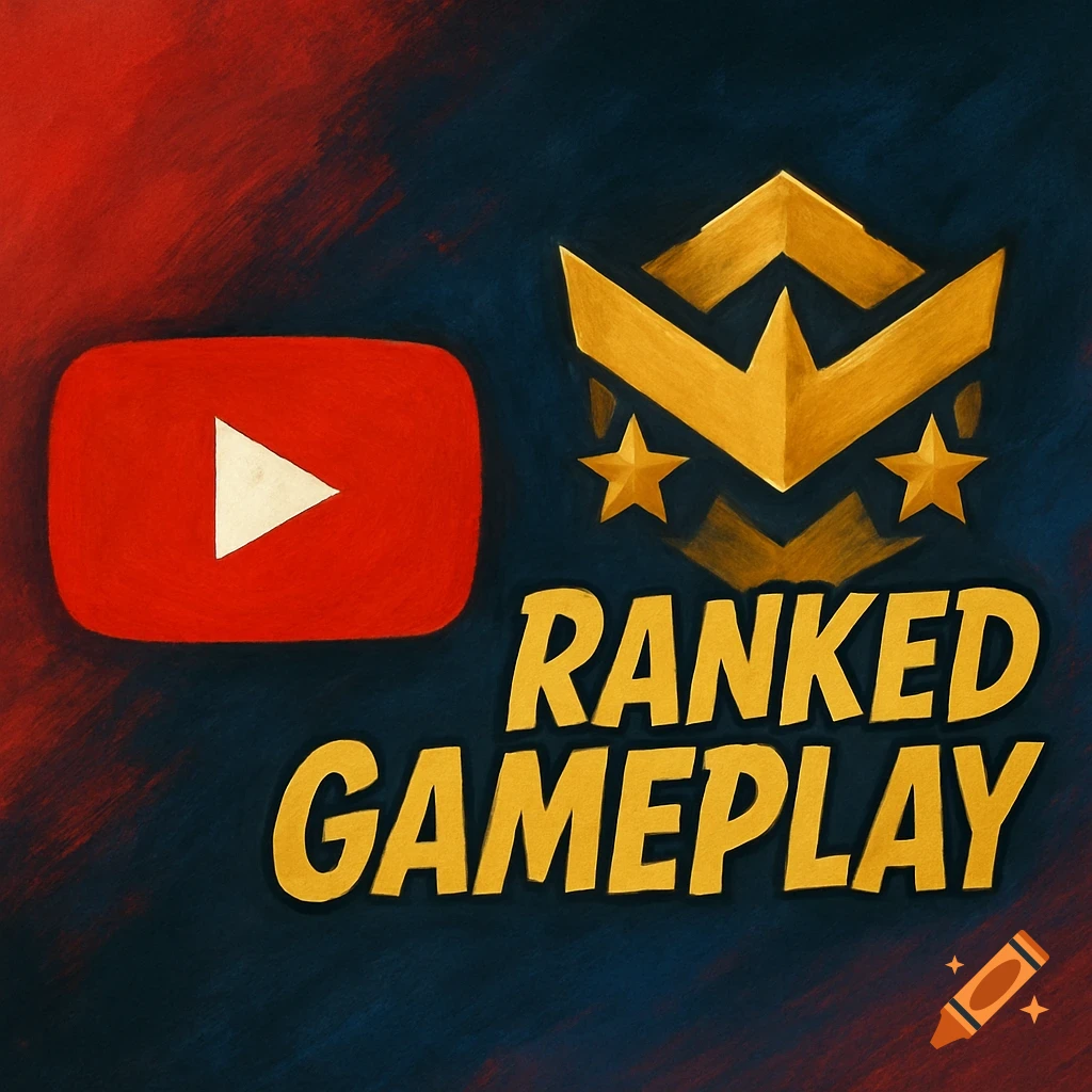 YouTube gaming logo with rank symbol and 'RANKED GAMEPLAY' text on Craiyon