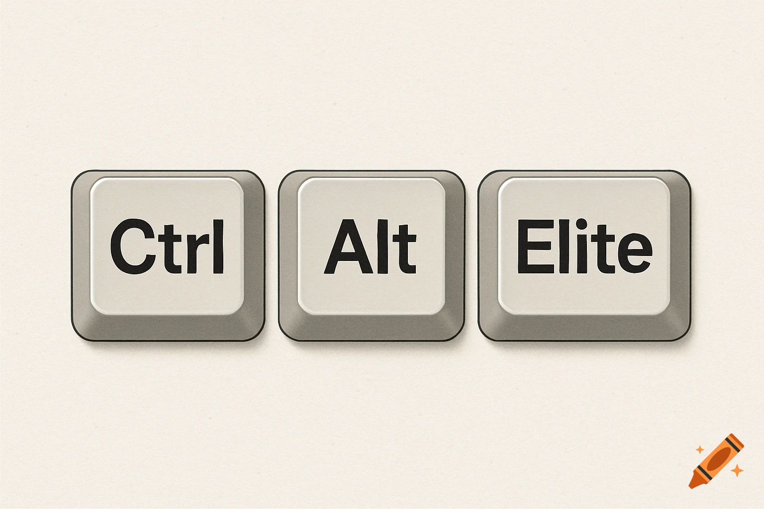 Three computer keyboard keys with the words Ctrl, Alt, and Elite. on Craiyon