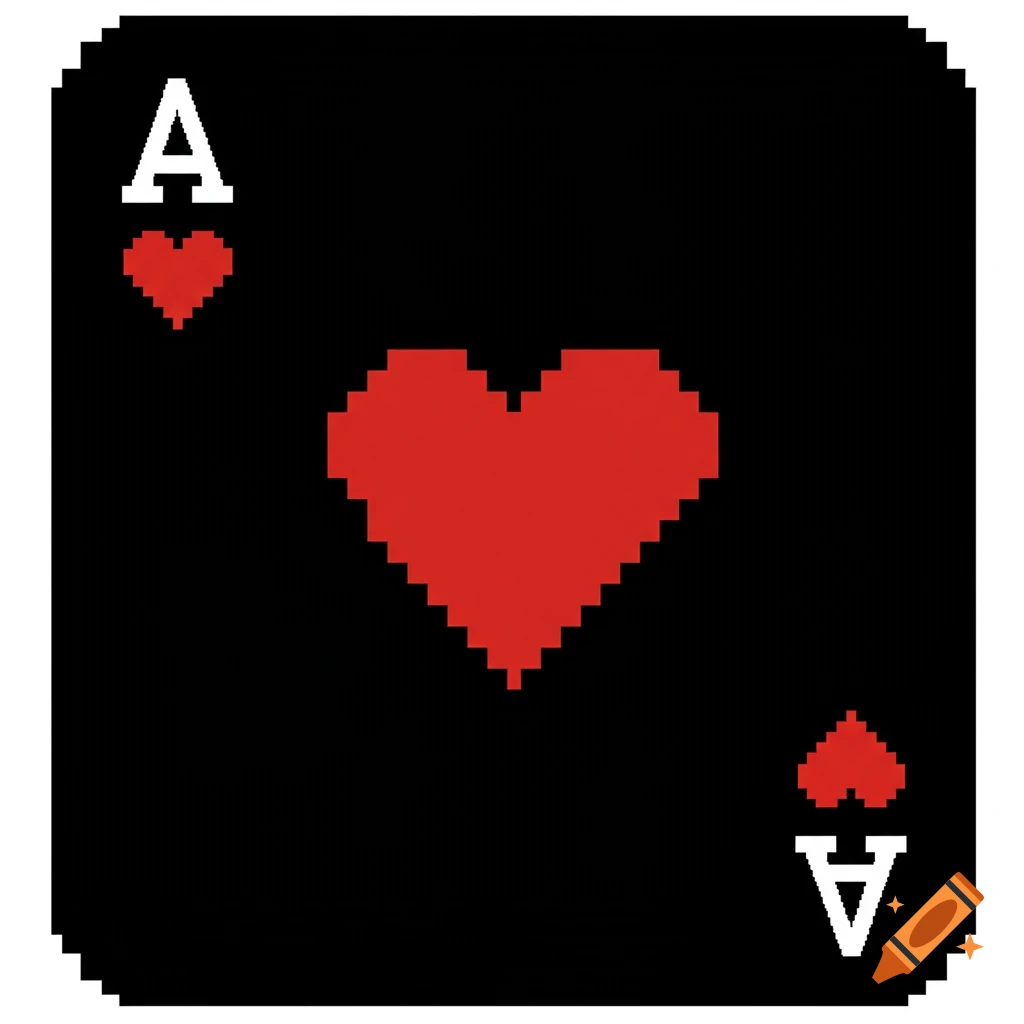 8-bit pixel art of an Ace of Hearts playing card. on Craiyon