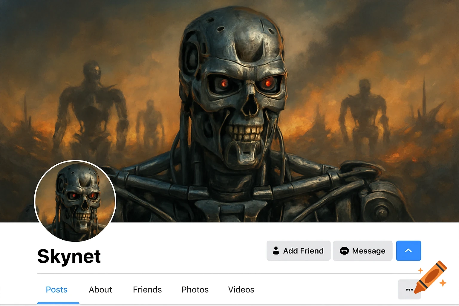 Terminator robot profile picture and cover image featuring robots in a ...