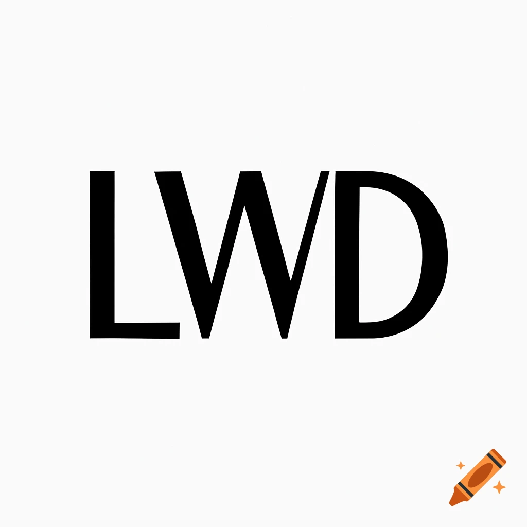 Black letters LWD on a white background on Craiyon