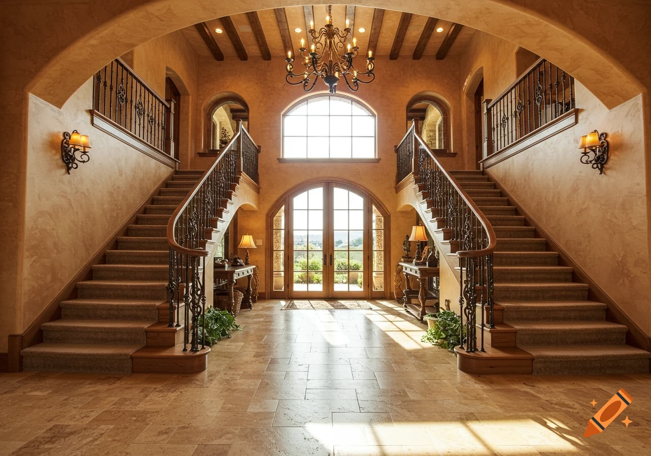 Tuscan Style Foyer Mansion