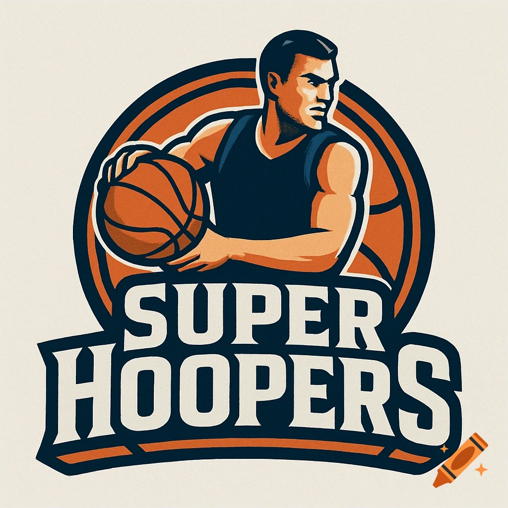 A basketball logo featuring a player holding a ball with the text ...