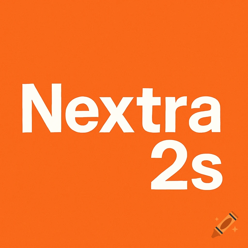 White text 'Nextra 2s' on an orange background graphic on Craiyon