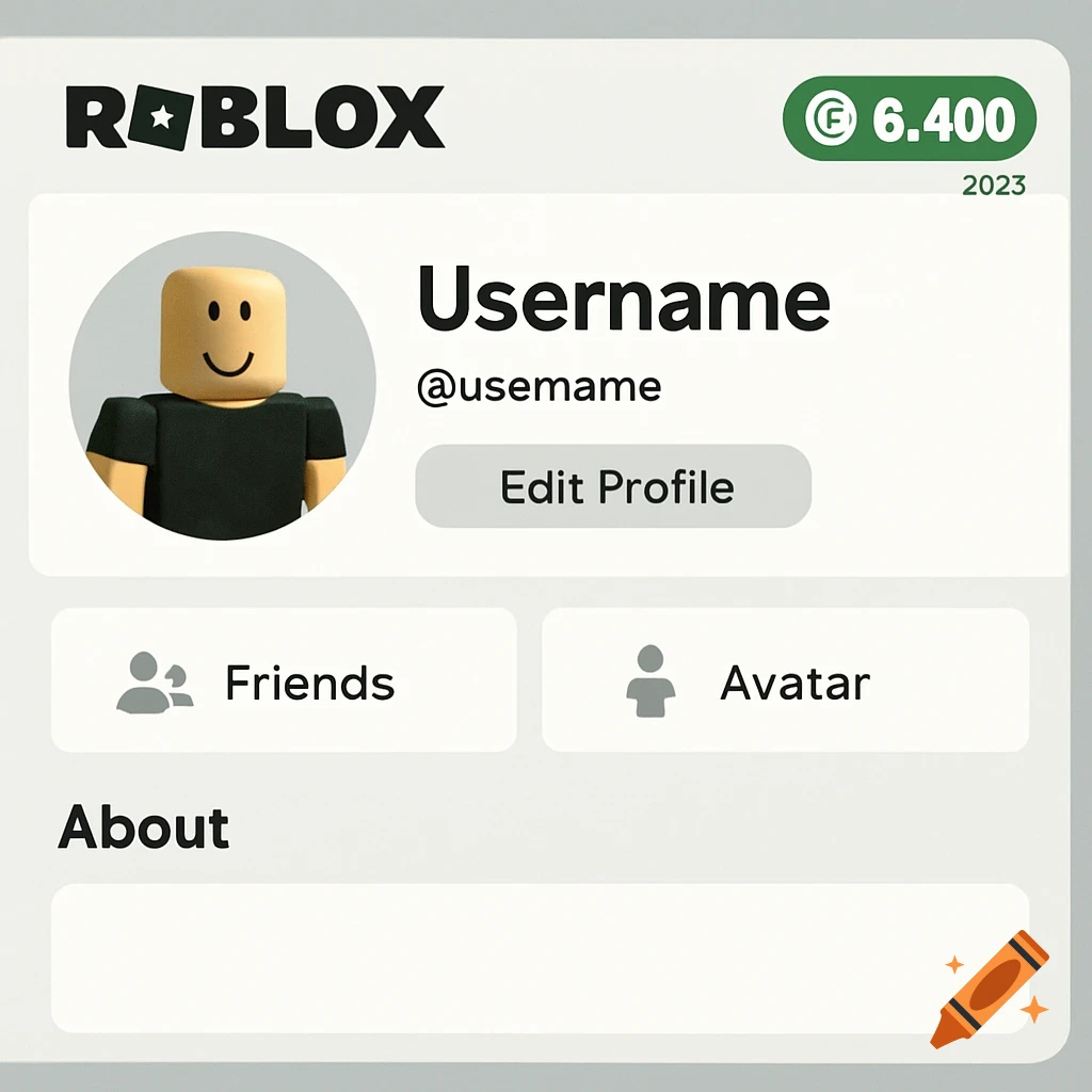 Screenshot of a Roblox user profile page. on Craiyon