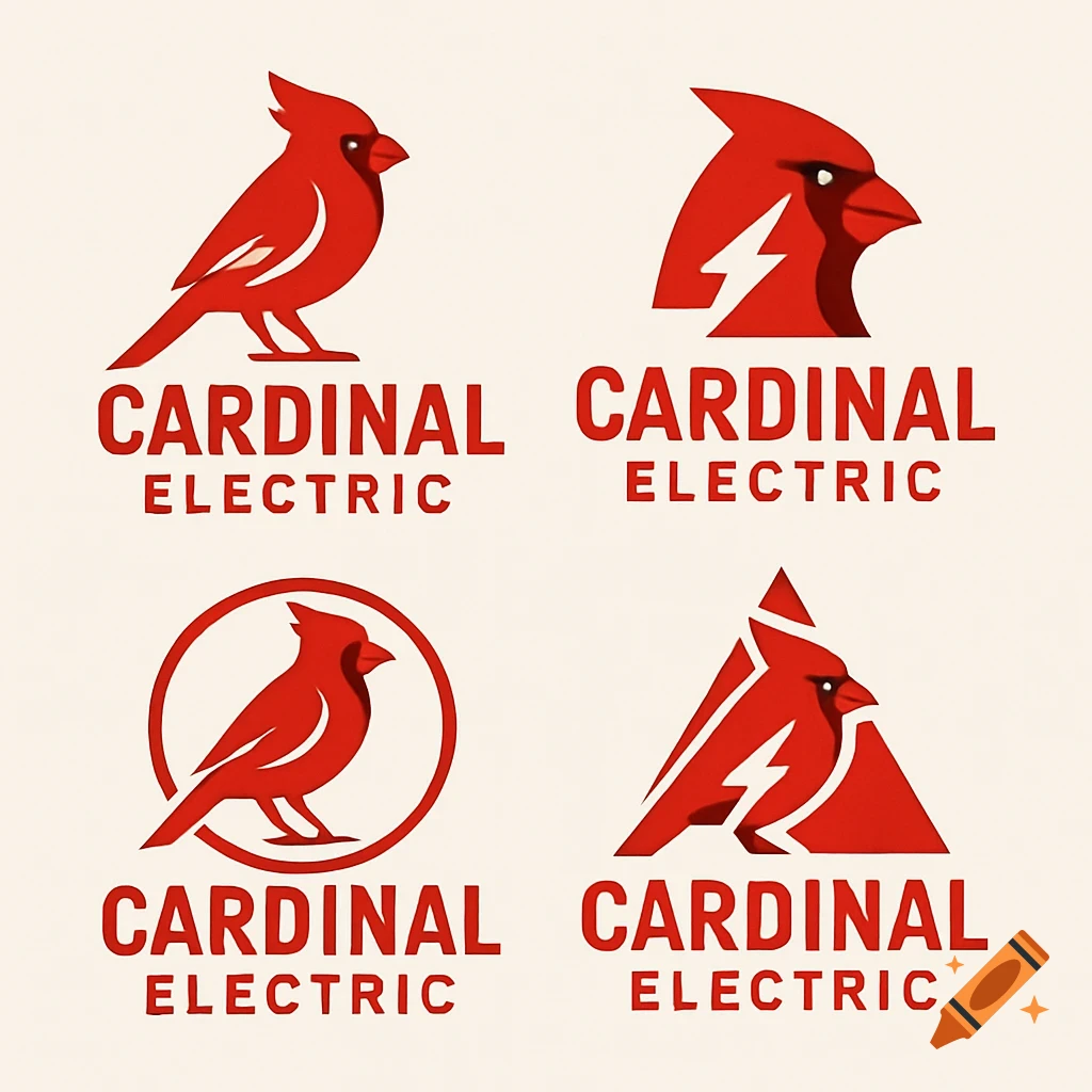Four red cardinal bird and lightning logos with the text Cardinal ...