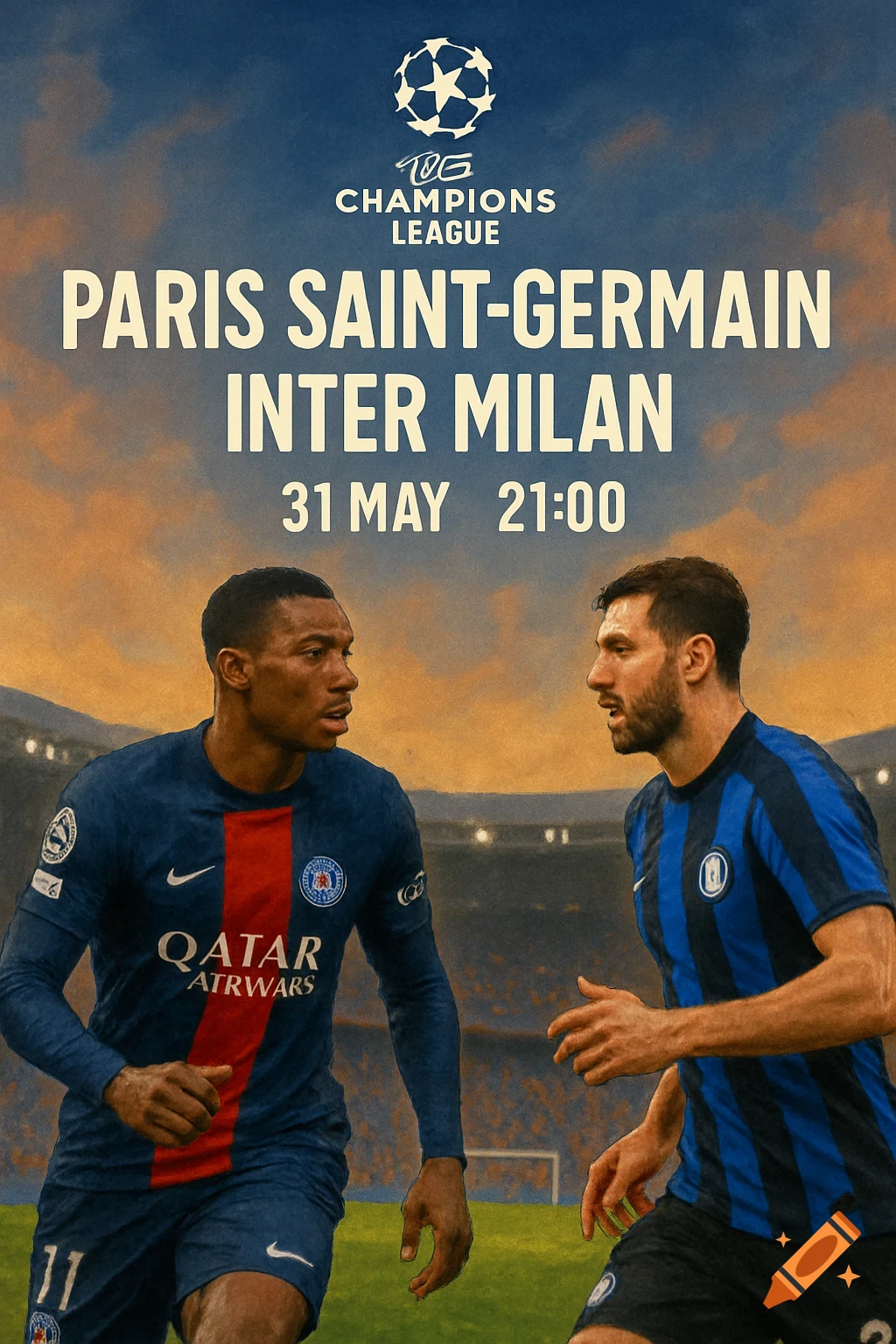 Poster for UEFA Champions League match between Paris Saint-Germain and ...