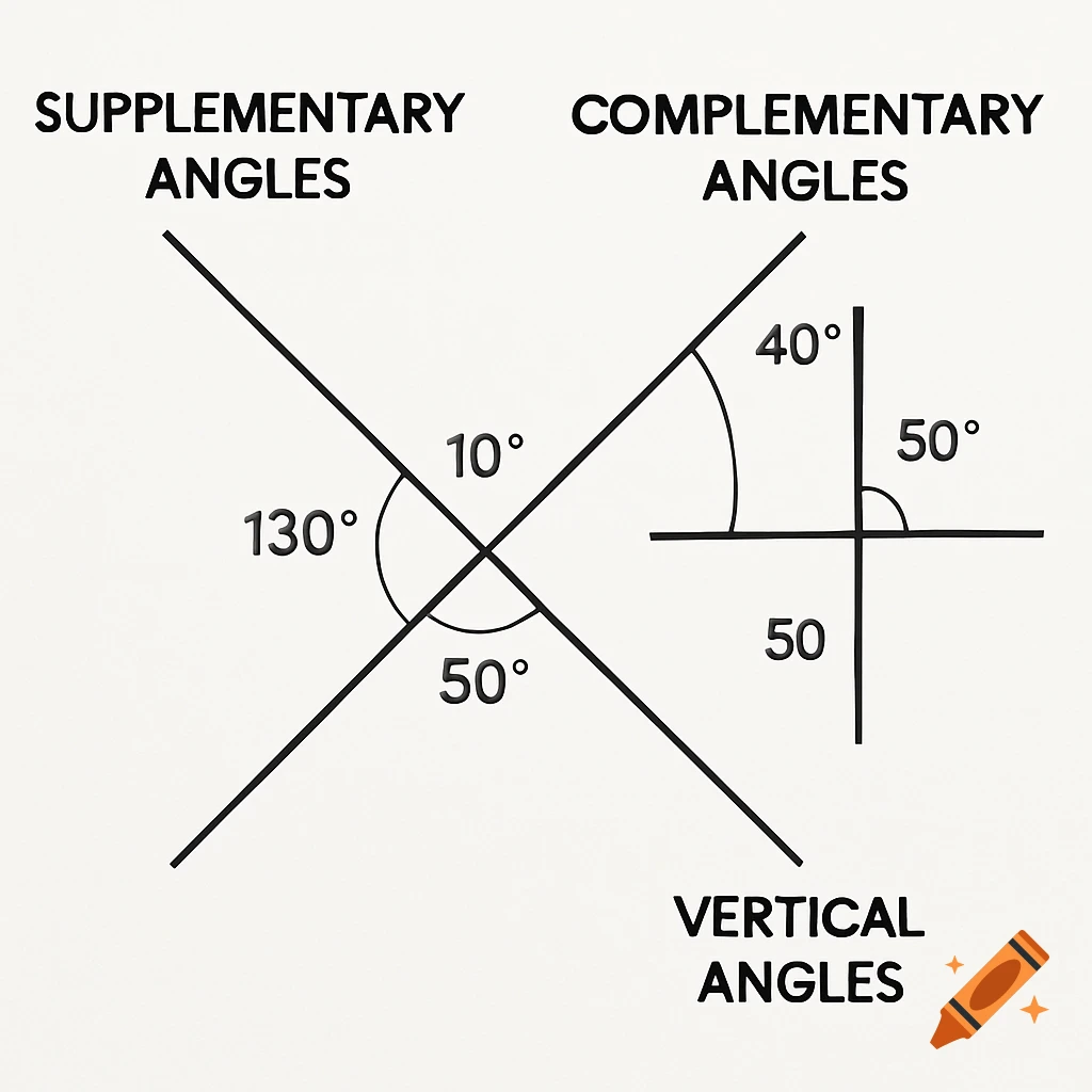 A diagram illustrating supplementary, complementary, and vertical ...