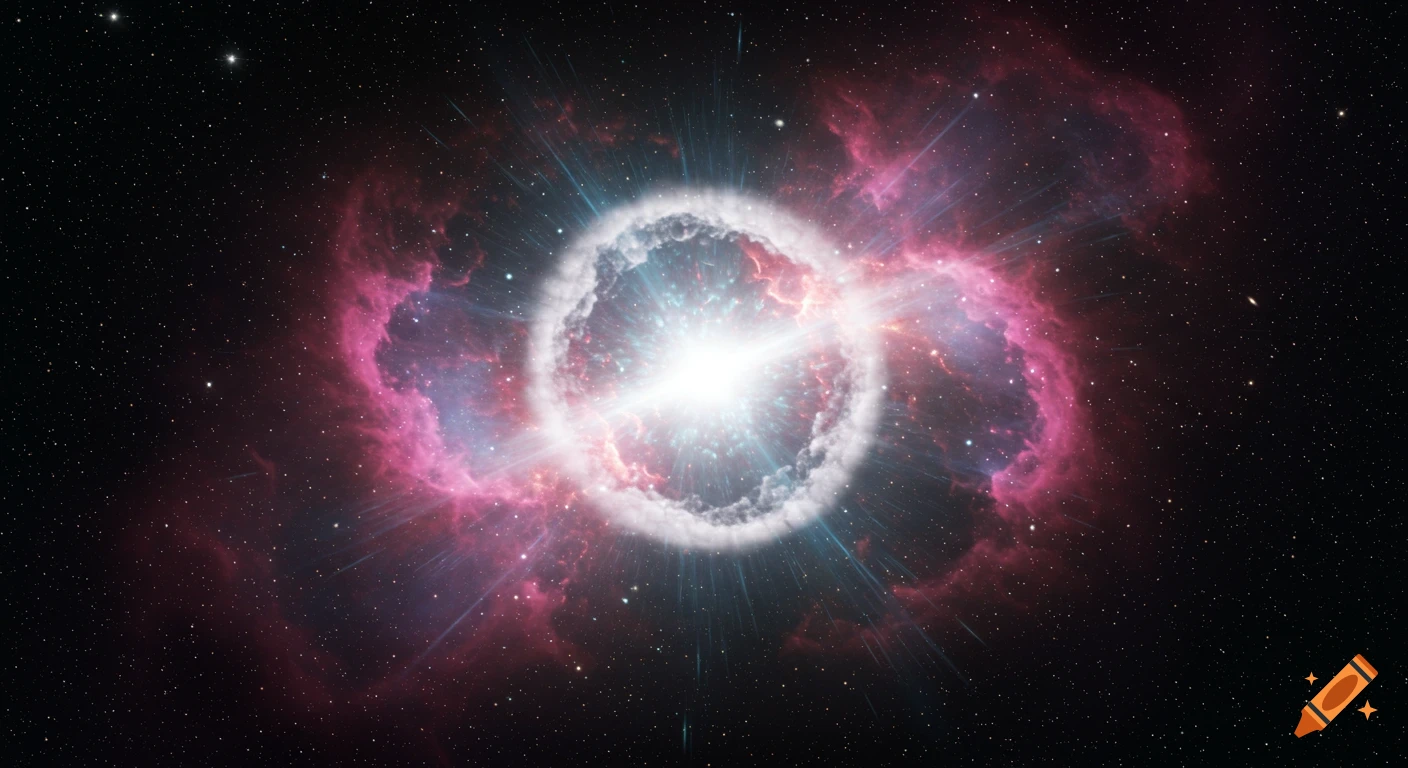 A bright, fiery supernova explosion in a distant galaxy. on Craiyon