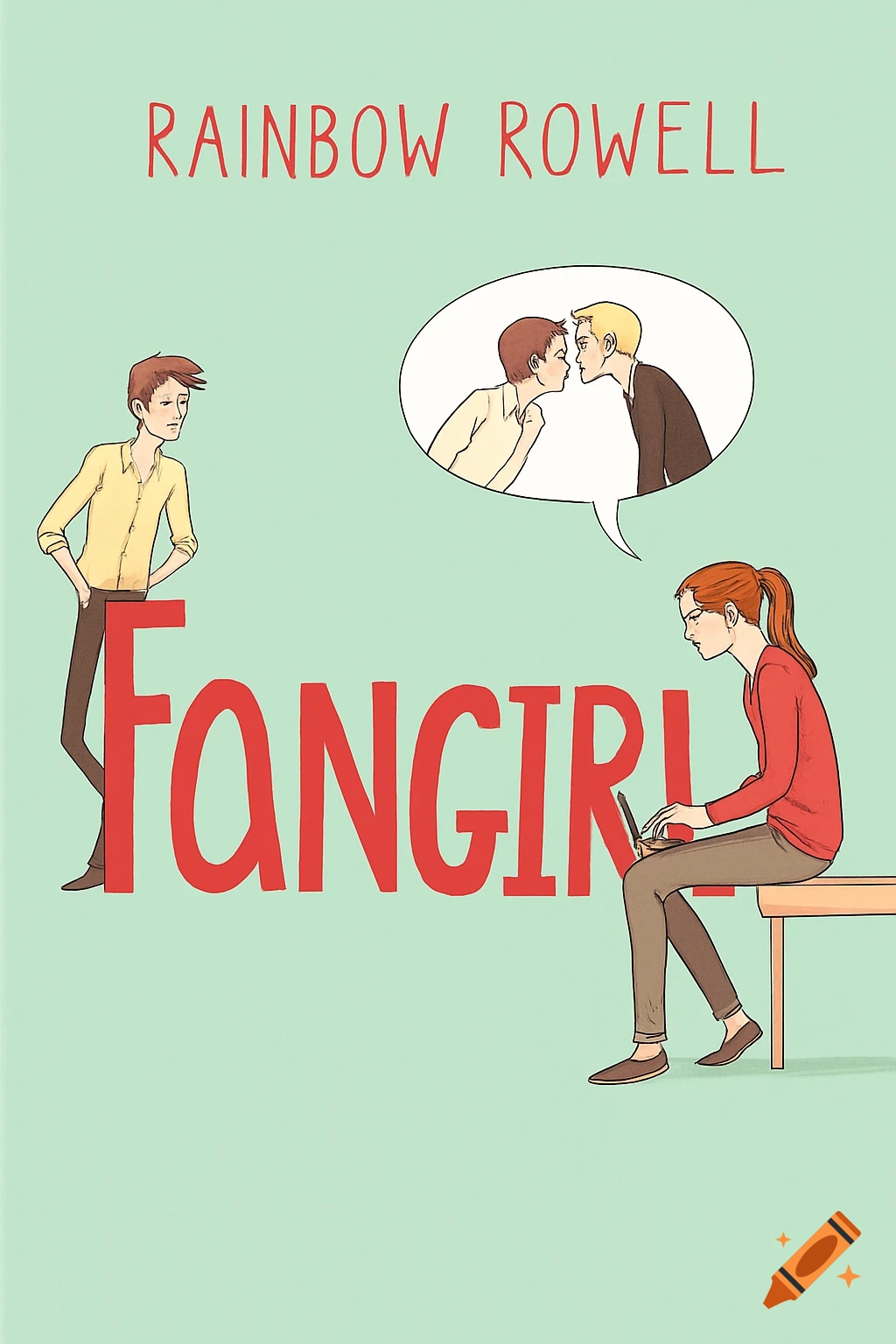 Illustration of the Fangirl book cover by Rainbow Rowell, showing ...