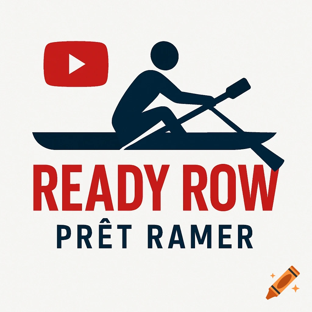 Logo for a rowing YouTube channel featuring a person rowing and the ...