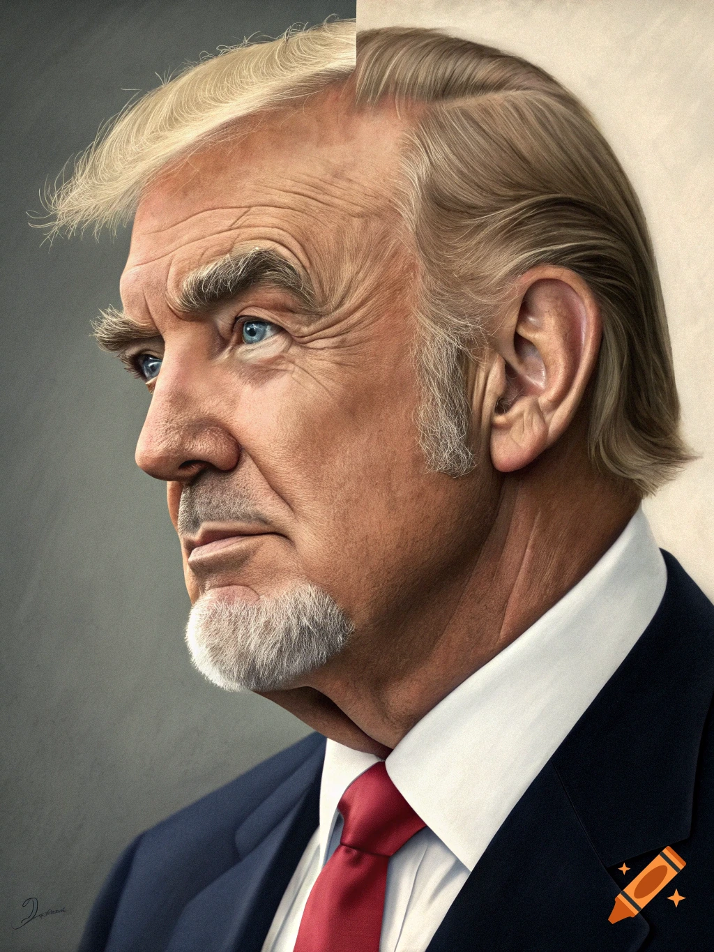 Realistic portrait combining features of Donald Trump and Sean Connery ...